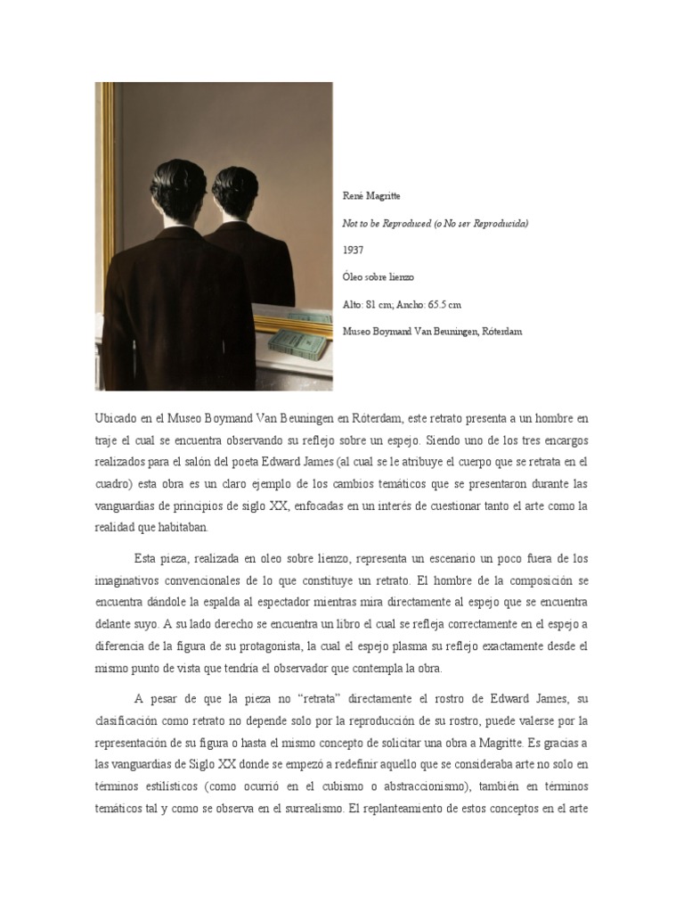 René Magritte: Not To Be Reproduced (O No Ser Reproducida) | PDF ...