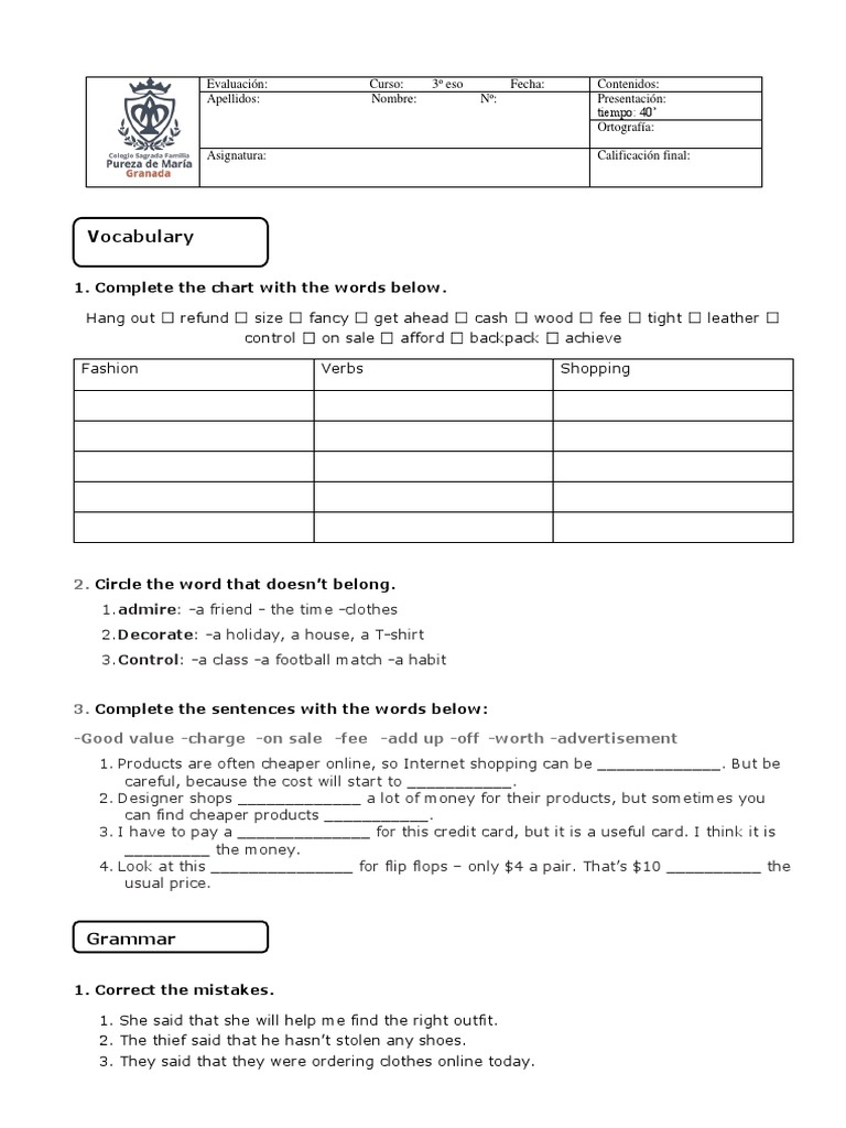Examen de Ingles On Reported Speech 3 | PDF