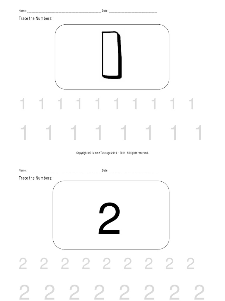 Trace The Numbers:: Name: - Date | PDF