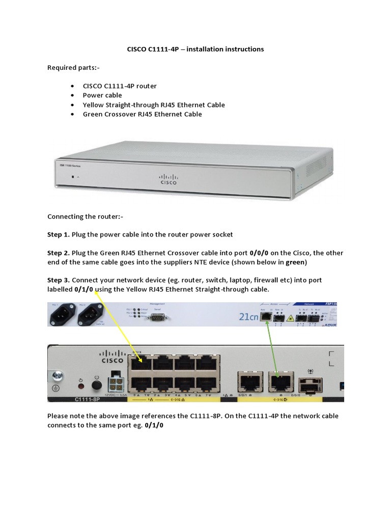 CISCO C1111 4P Setup Guide | PDF