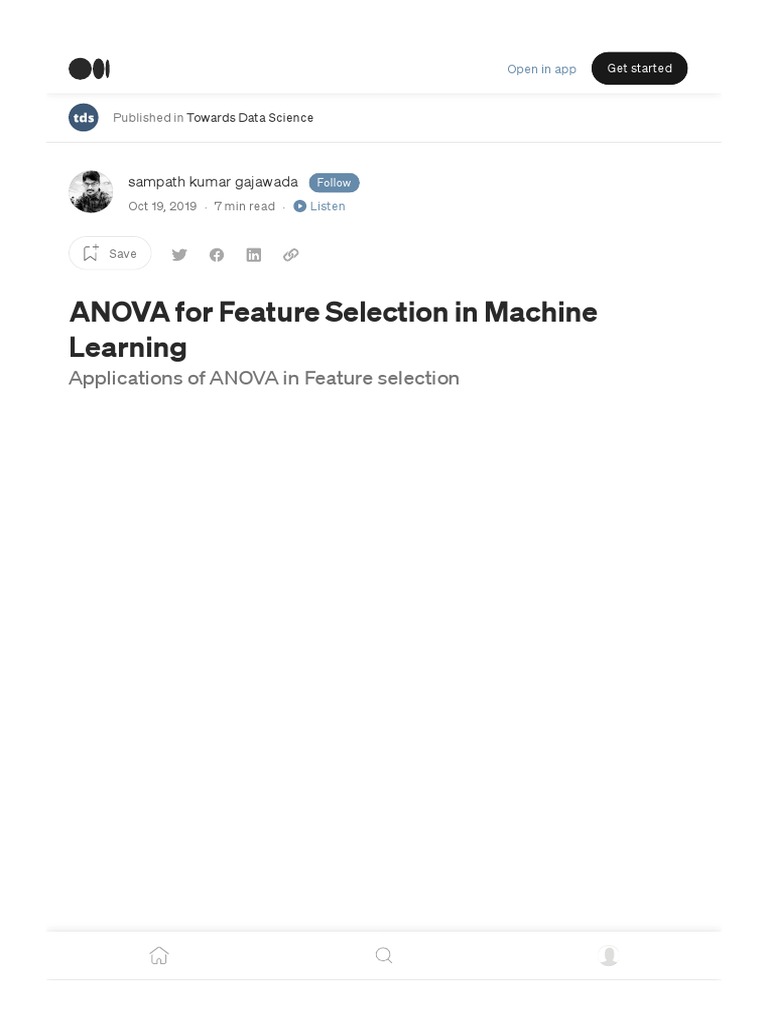 ANOVA For Feature Selection in Machine Learning by Sampath Kumar ... ANOVA For Feature Selection in Machine Learning by Sampath Kumar ...
