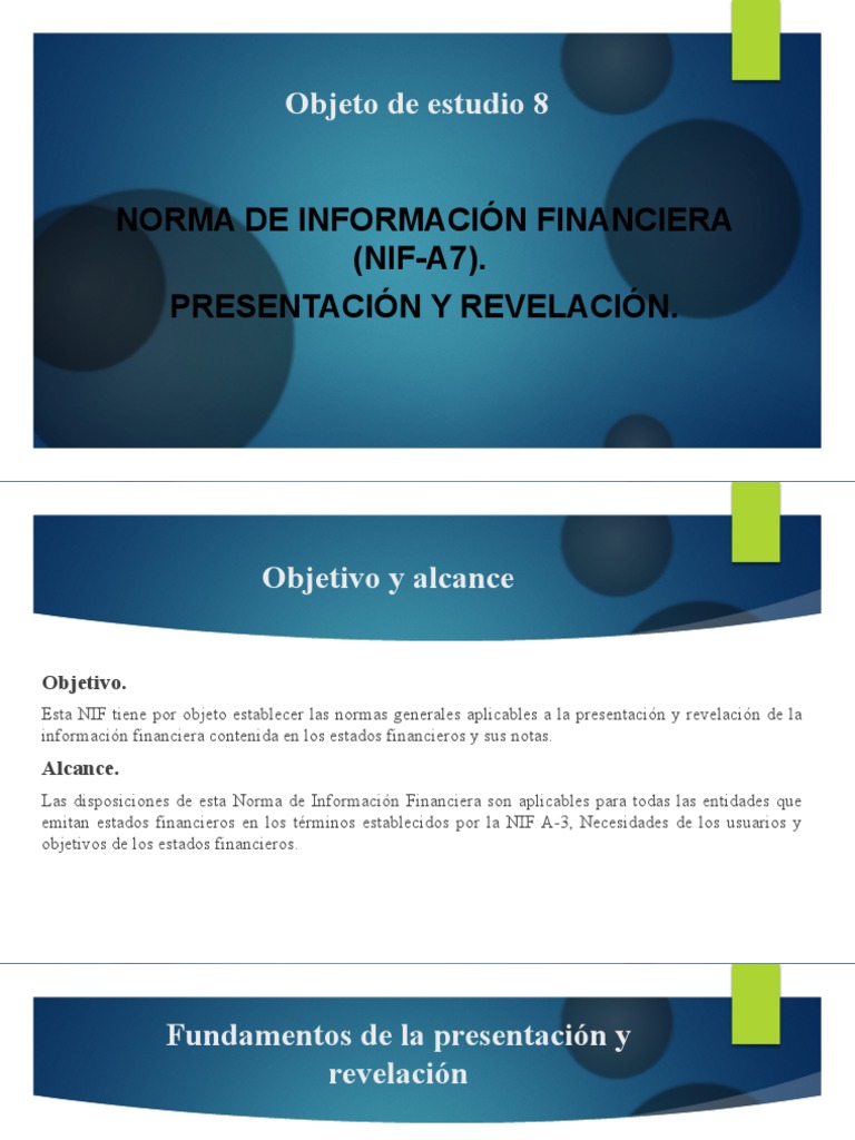 Normas NIF-A7: Presentación y Revelación | PDF | Estado financiero | Contabilidad