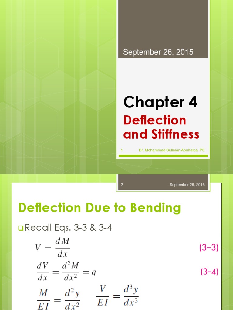 CH 4 Review Delection and Stiffness1 | PDF | Beam (Structure) | Bending