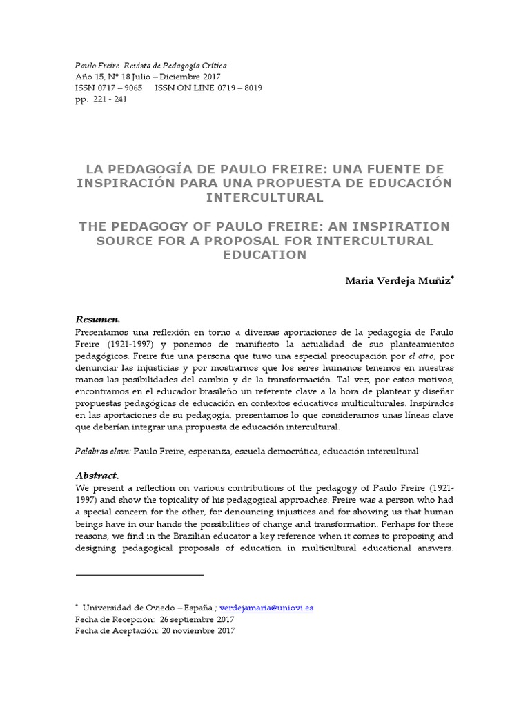 La Pedagogía de Paulo Freire-Educación Intercultural | PDF | Literatura | Interculturalidad