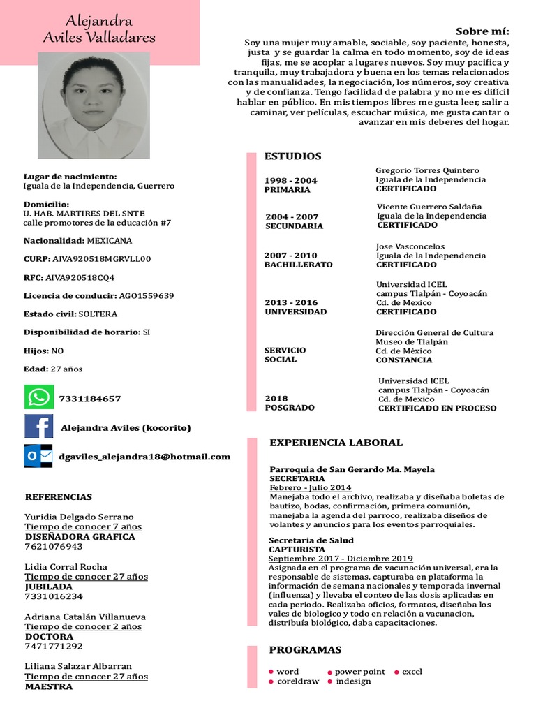 Curriculum Ale Aviles | PDF