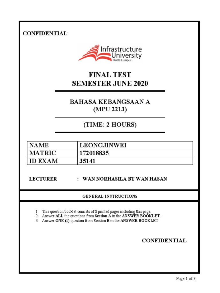 Final Test Mpu 2213 Jun 2020 | PDF