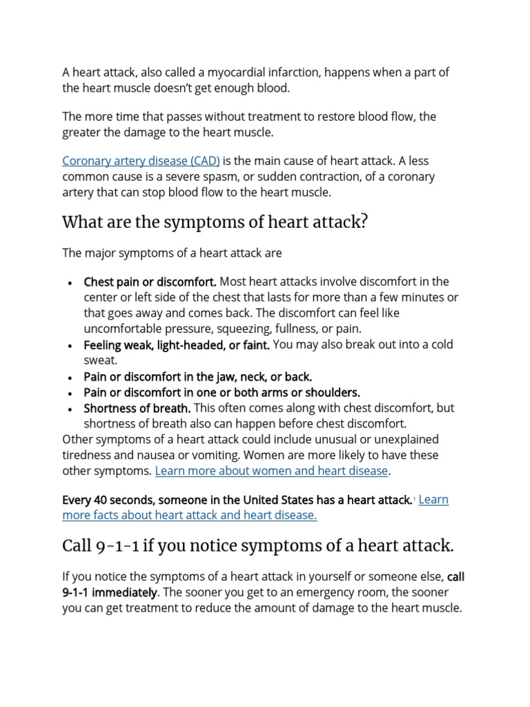 Heart Attack | PDF | Myocardial Infarction | Coronary Artery Disease