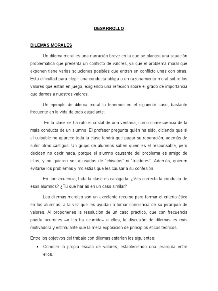 Dilemas Morales Pdf Moralidad Comportamiento