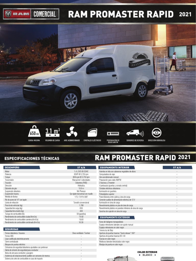 Ram Promaster Rapid 2021 Ficha Tecnica v02 | PDF | Vehículos de ruedas ...