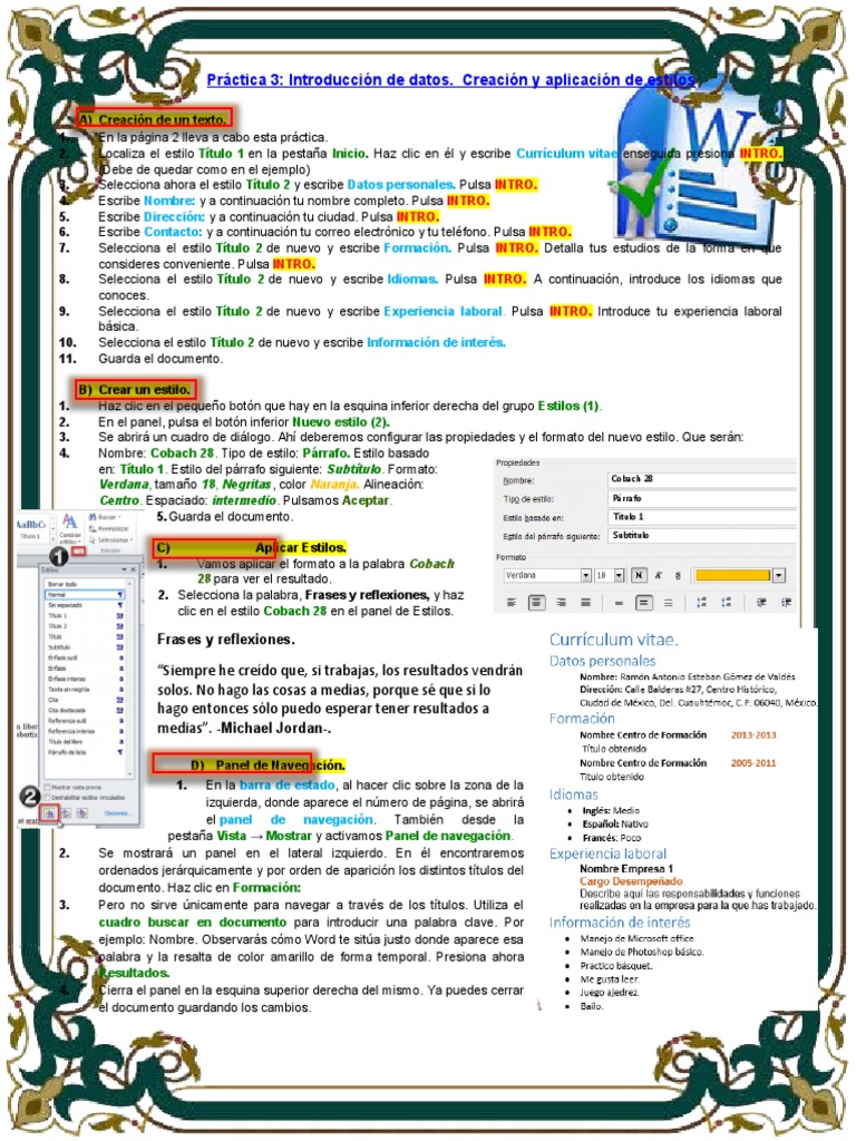 Práctica 3 WORD-2016 (Introducción de Da | PDF | Informática