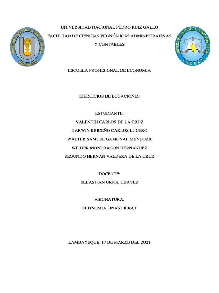 Ecuaciones de Economia Financiera I | PDF | Economias | Dinero