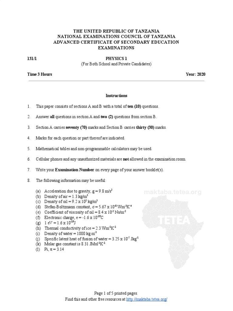 Physics 1 - F6 - 2020 | PDF | Orbit | Mass