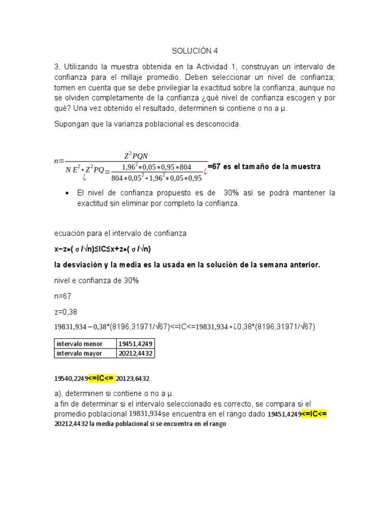 Inf32 Entrega 1 Semana 4 | PDF | Intervalo de confianza | Desviación ...