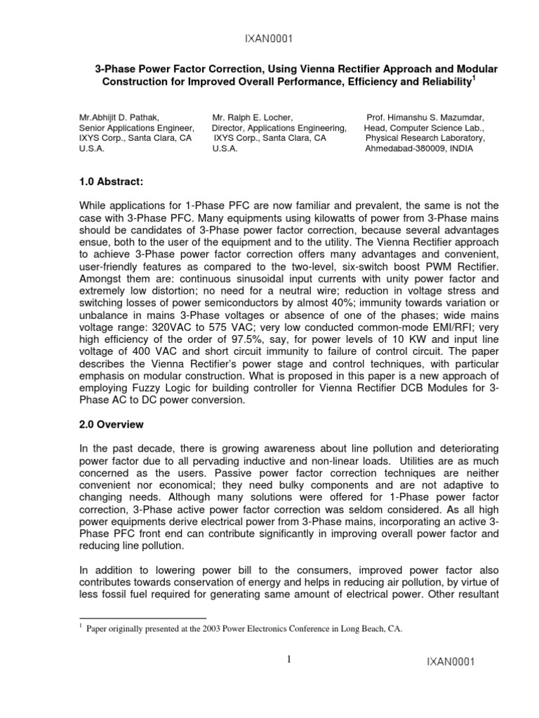 3-Phase Power Factor Correction, Using Vienna Rectifier Approach | PDF | Rectifier | Mosfet