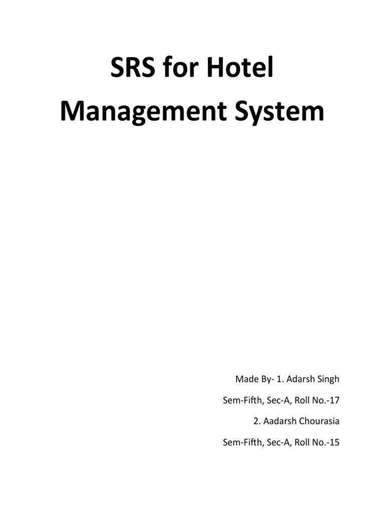 SRS For Hotel Management System | PDF | Operating System | Software