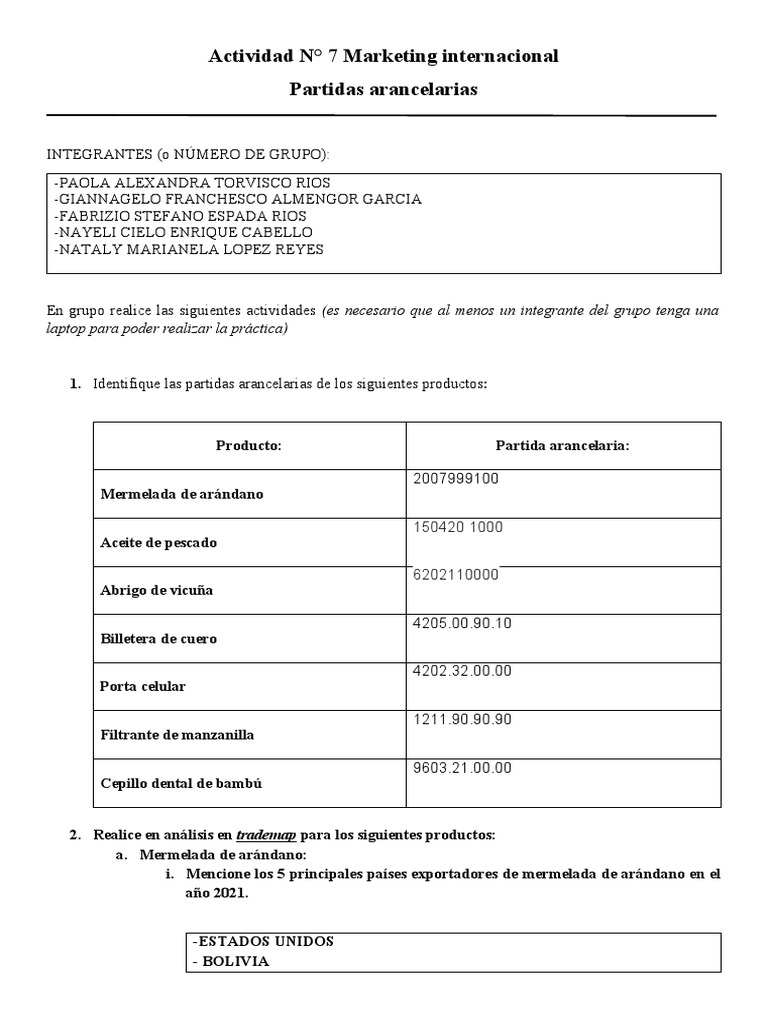 7 Actividad N7 Partidas Arancelarias .. | PDF