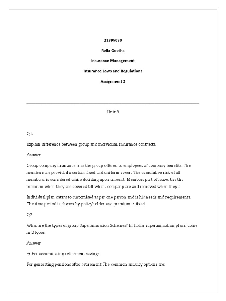 ILR Assignment 2 | PDF | Insurance | Reinsurance