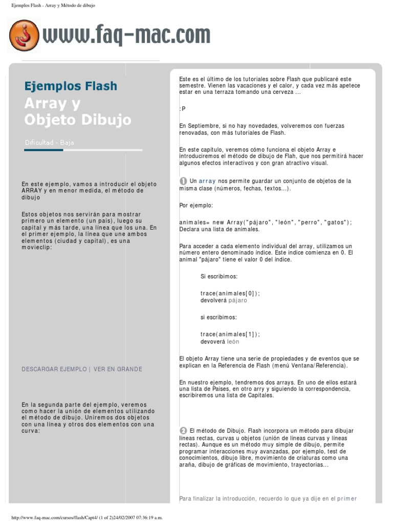 Ejemplos Flash - Array y Método de Dibujo | PDF | Estructura de datos de matriz | Dibujo