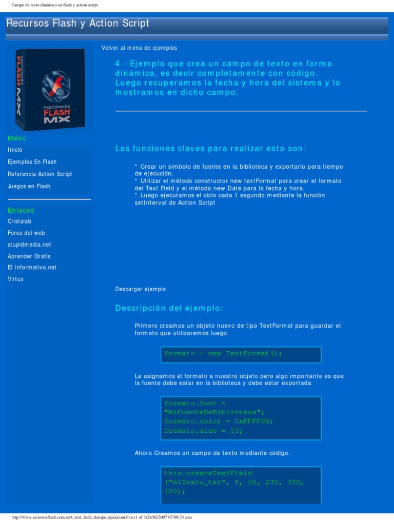 Campo de Texto Dinámico en Flash y Action Script | PDF | Biblioteca (informática) | Ciencias de ...
