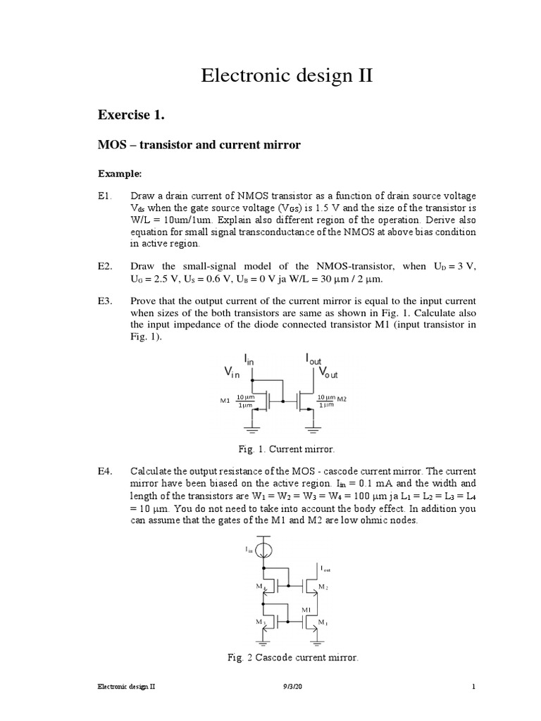 Electronics Design Mosfet Exercises | PDF | Mosfet | Electromagnetism Electronics Design Mosfet Exercises | PDF | Mosfet | Electromagnetism