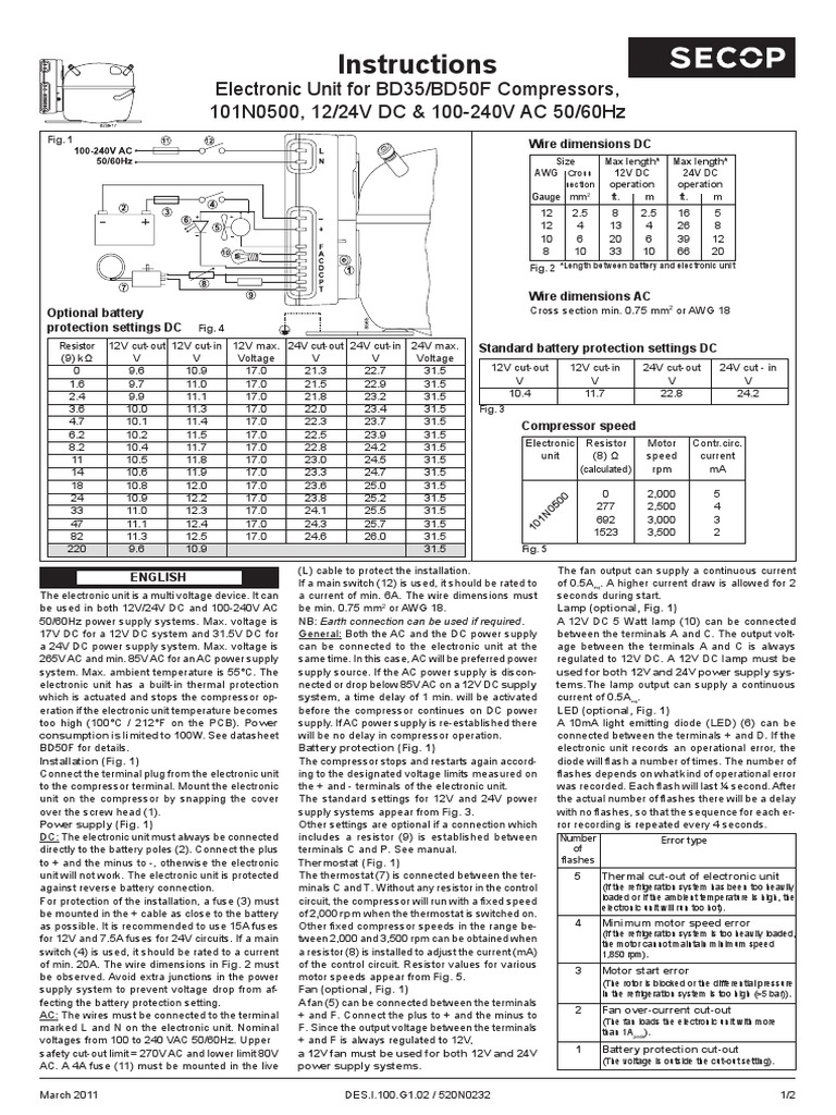 BD35/BD50F Compressor Unit Guide | PDF | Power Supply | Direct Current