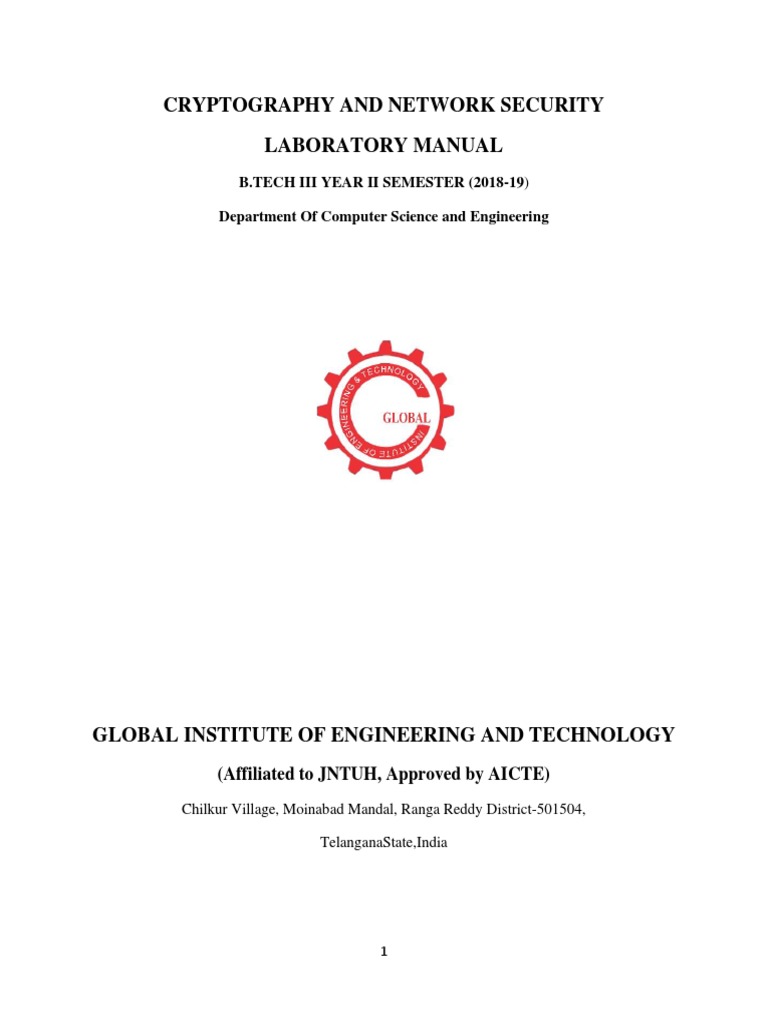 Cns Lab Manual III CSE II SEM | PDF | Encryption | Cryptography Cns Lab Manual III CSE II SEM | PDF | Encryption | Cryptography