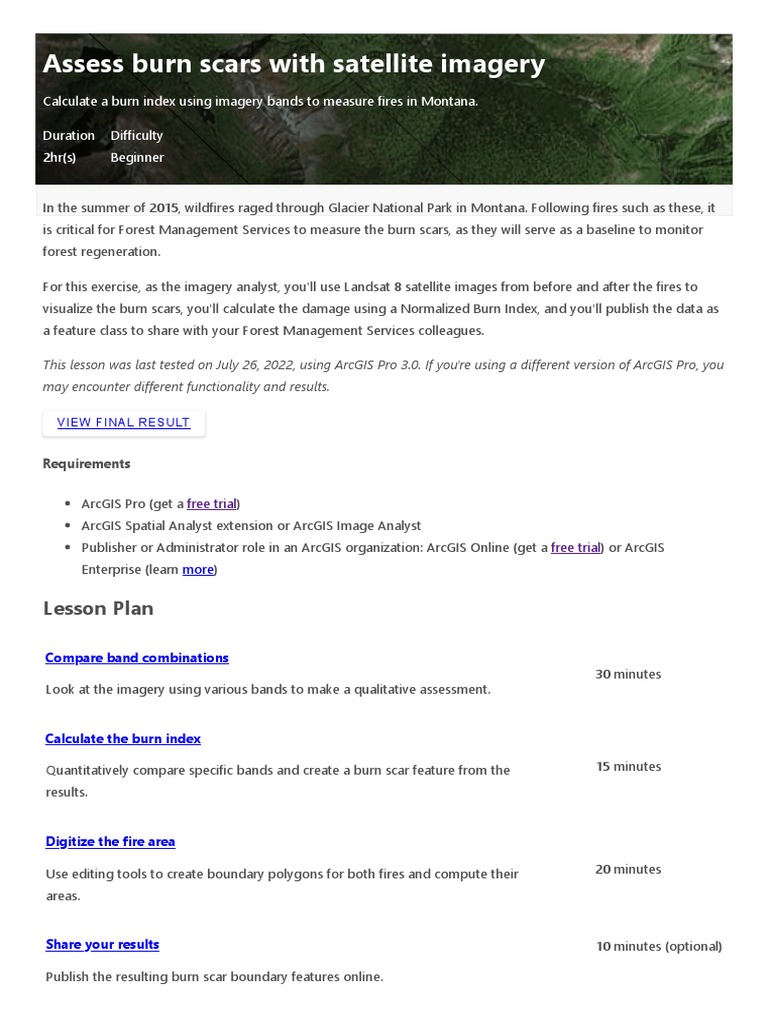 Analyze Burn Scars with Satellite Imagery | PDF | Arc Gis | Infrared