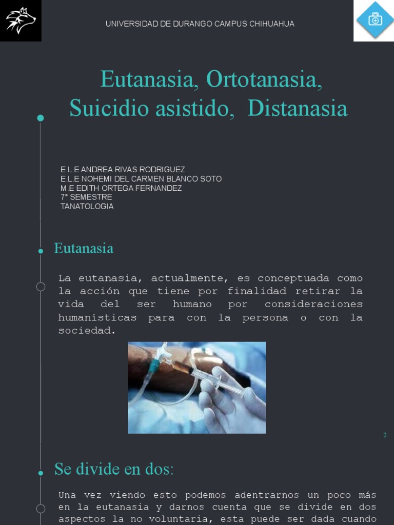 Eutanasia, Ortotanasia, Suicidio Asistido, Distanasia | PDF | Medicina ...