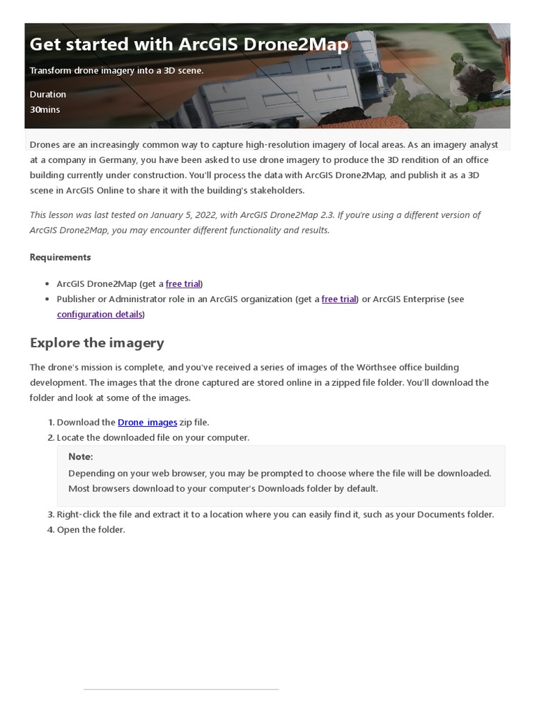 T Started With ArcGIS Drone2Map - Learn ArcGIS | PDF | 3 D Computer Graphics | Arc Gis