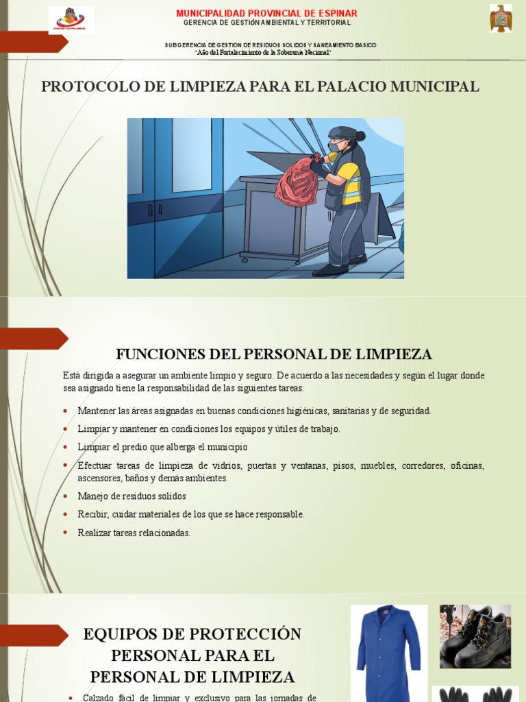 Protocolo para El Personal de Limpieza Publica | PDF | Blanqueador | Residuos