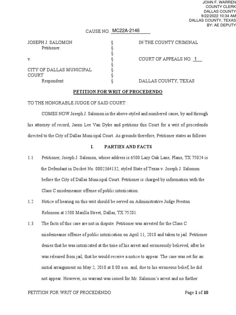 Writ of Procedendo | PDF | Appeal | State Court (United States)