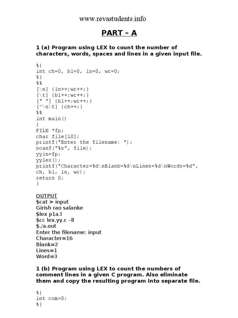 Lex And Yacc Programs For Text Processing And Parsing Pdf Command Line Interface Computer File