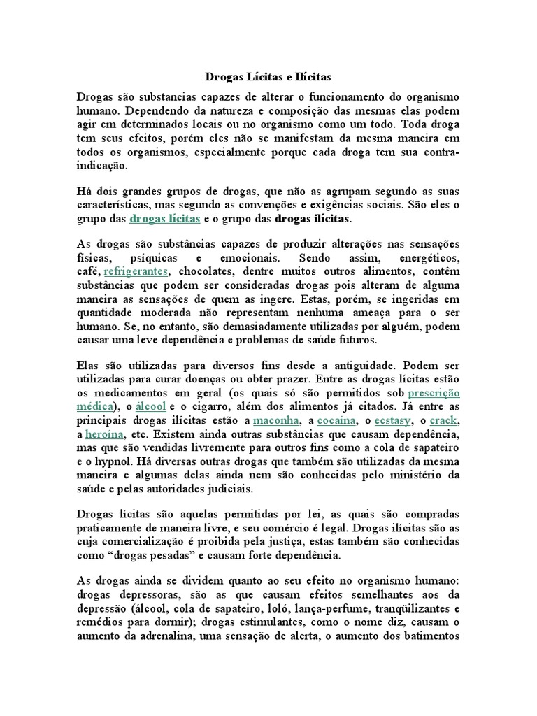 Drogas Lícitas E Ilícitas Pdf Drogas Cannabis Droga