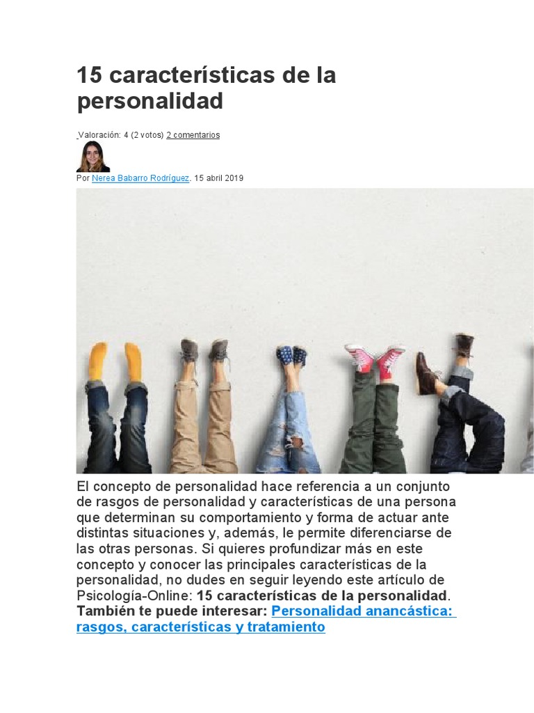 15 Características de La Personalidad | PDF | Pensamiento | Comportamiento