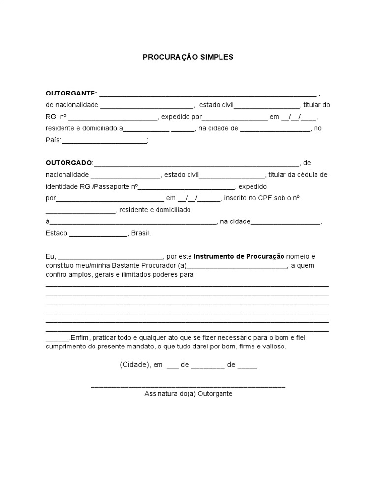 Modelo Procuracao Simples | PDF