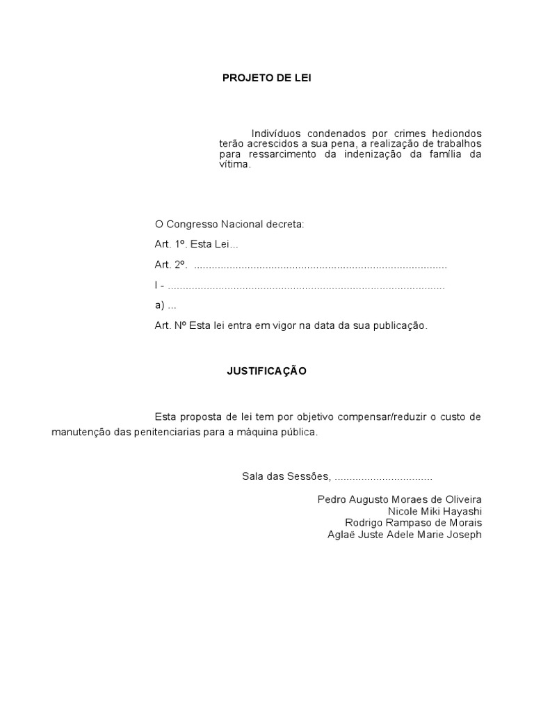 Modelo de Projeto de Lei Ordinaria Versao Final | PDF