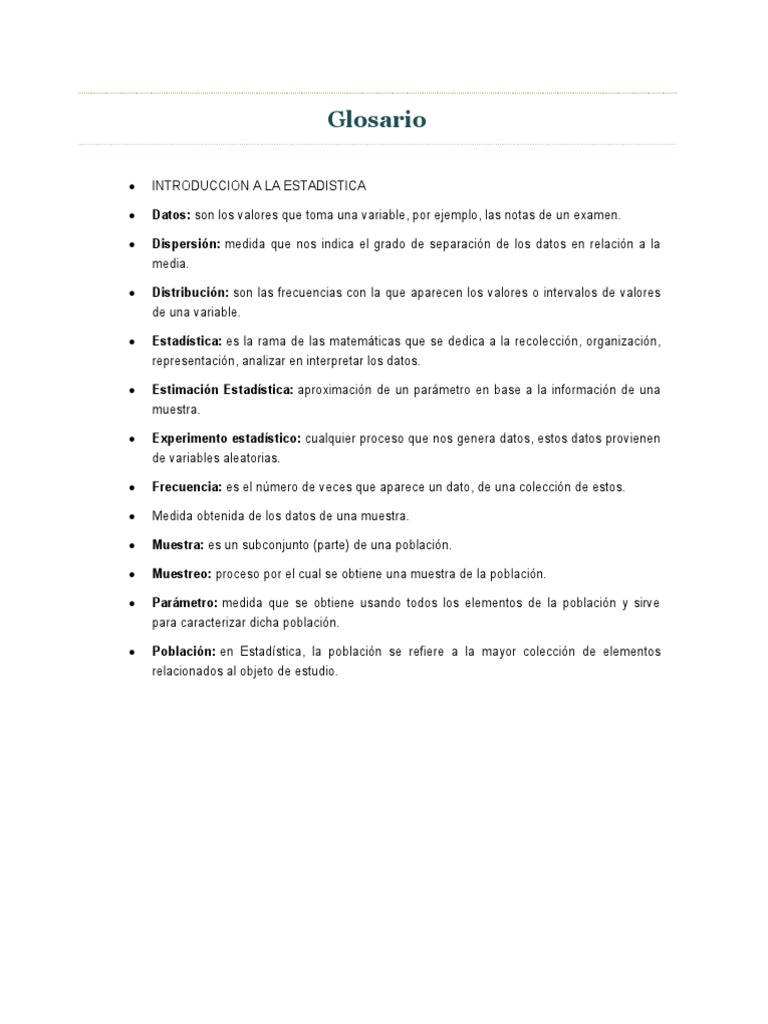 GLOSARIOS | PDF | Muestreo (Estadísticas) | Aprendizaje