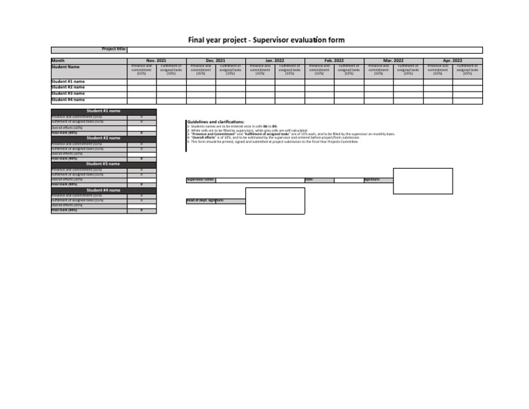 Supervisor Evaluation Form Template | PDF