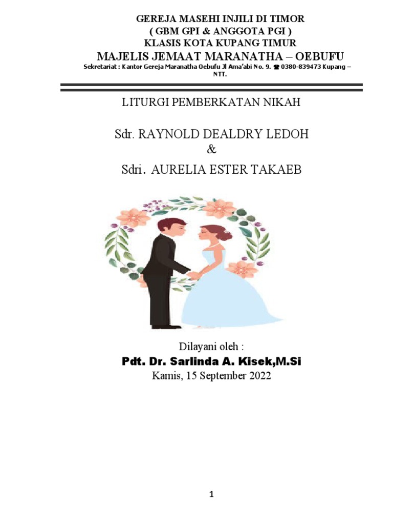 Liturgi Pemberkatan Nikah Kristen | PDF