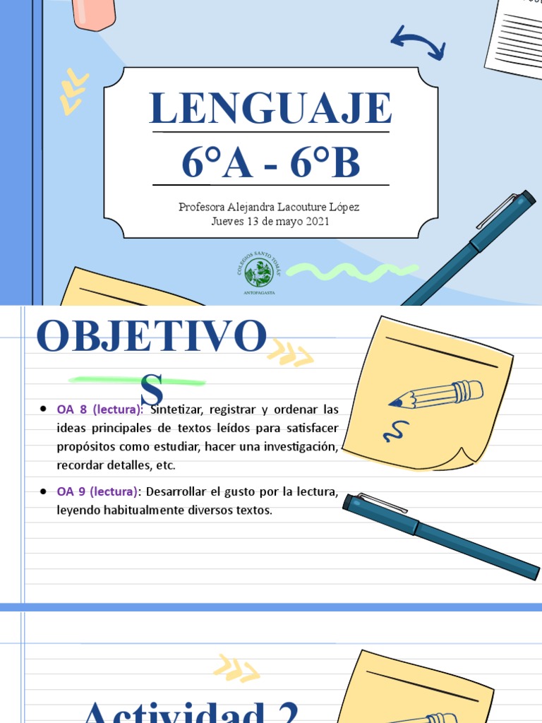 Libro 1 - Actividad 2-PPT Lenguaje 6to | PDF | Cognición | Escritura