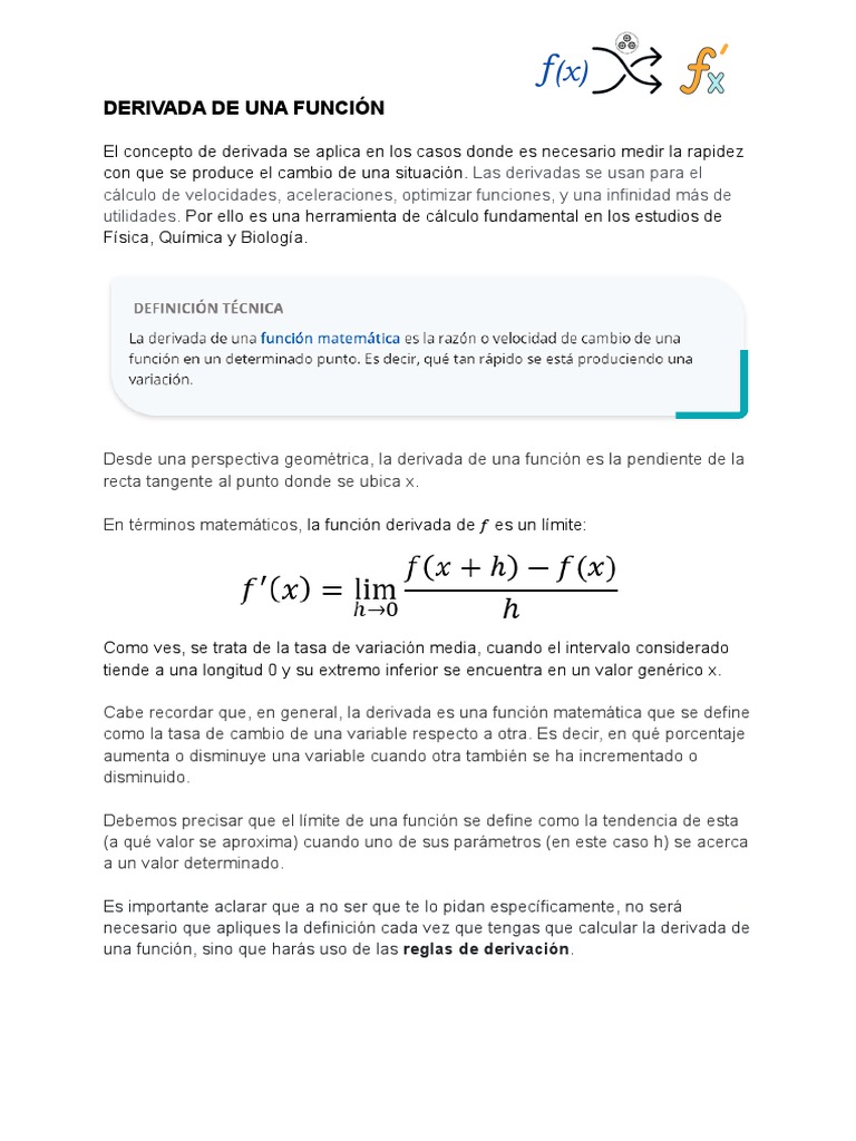DERIVADAS | PDF | Derivado | Función (Matemáticas)