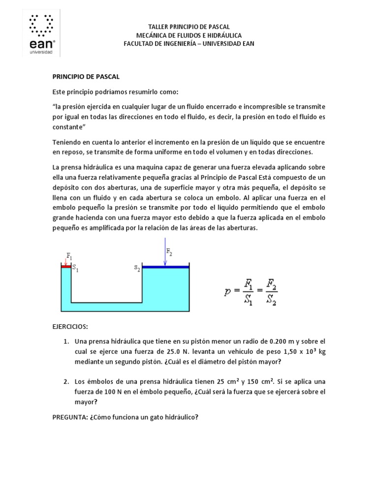 Taller 2 - Principio de Pascal | PDF