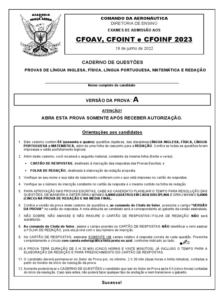Afa2023 Prova Versao A | PDF | Rede elétrica | Calor Afa2023 Prova Versao A | PDF | Rede elétrica | Calor