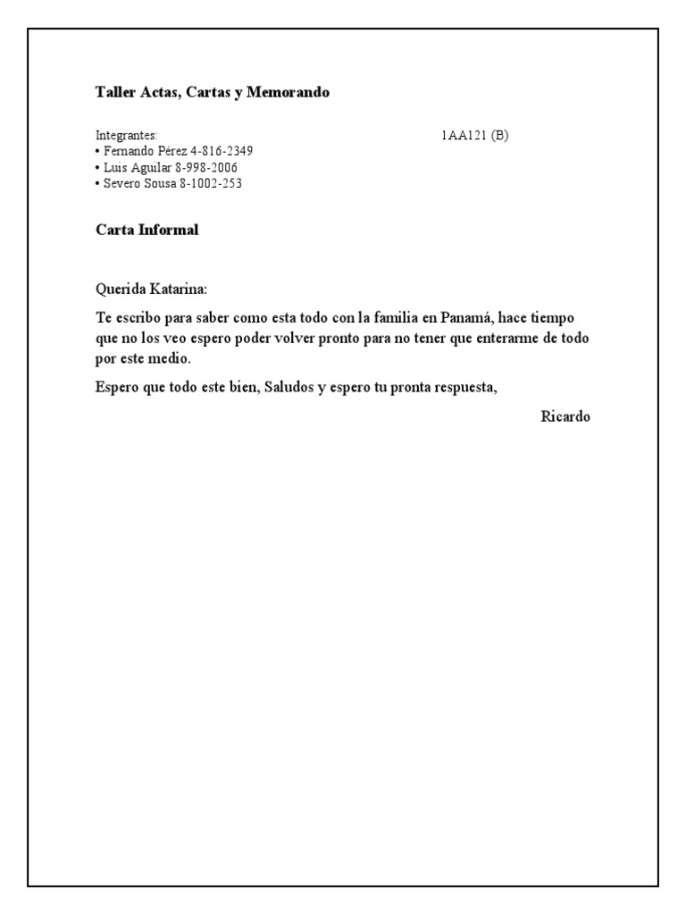 Taller de La Carta, Memorandum y Acta | PDF | Panamá