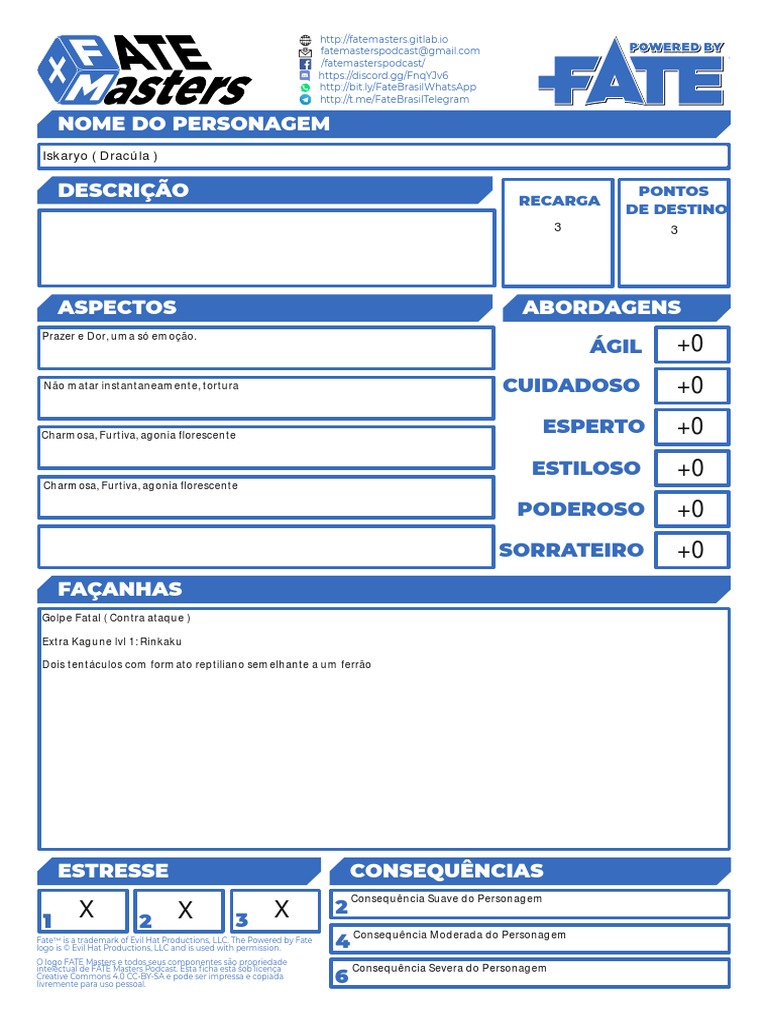 Ficha Fate Acelerado | PDF | Creative Commons | Liberdade de expressão