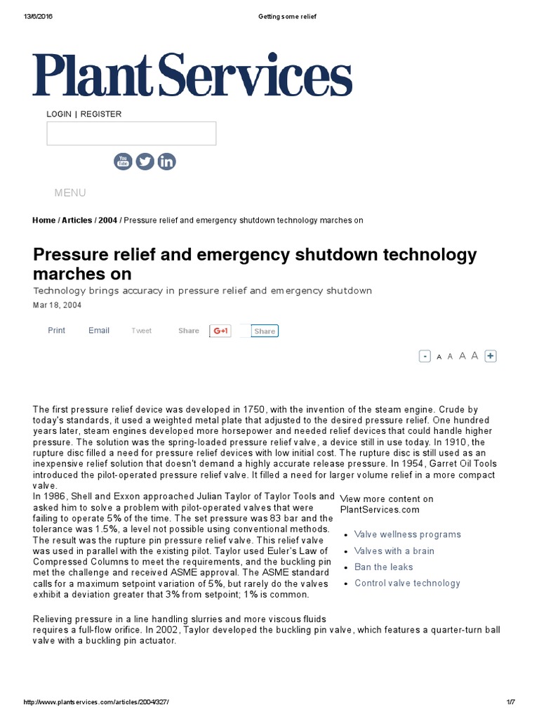Pressure Relief and Emergency Shutdown Technology Marches On: Taylor ...