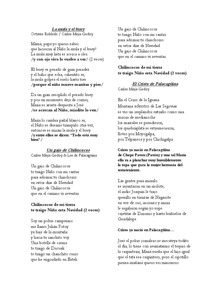 La Mula y El Buey - Villancicos | PDF