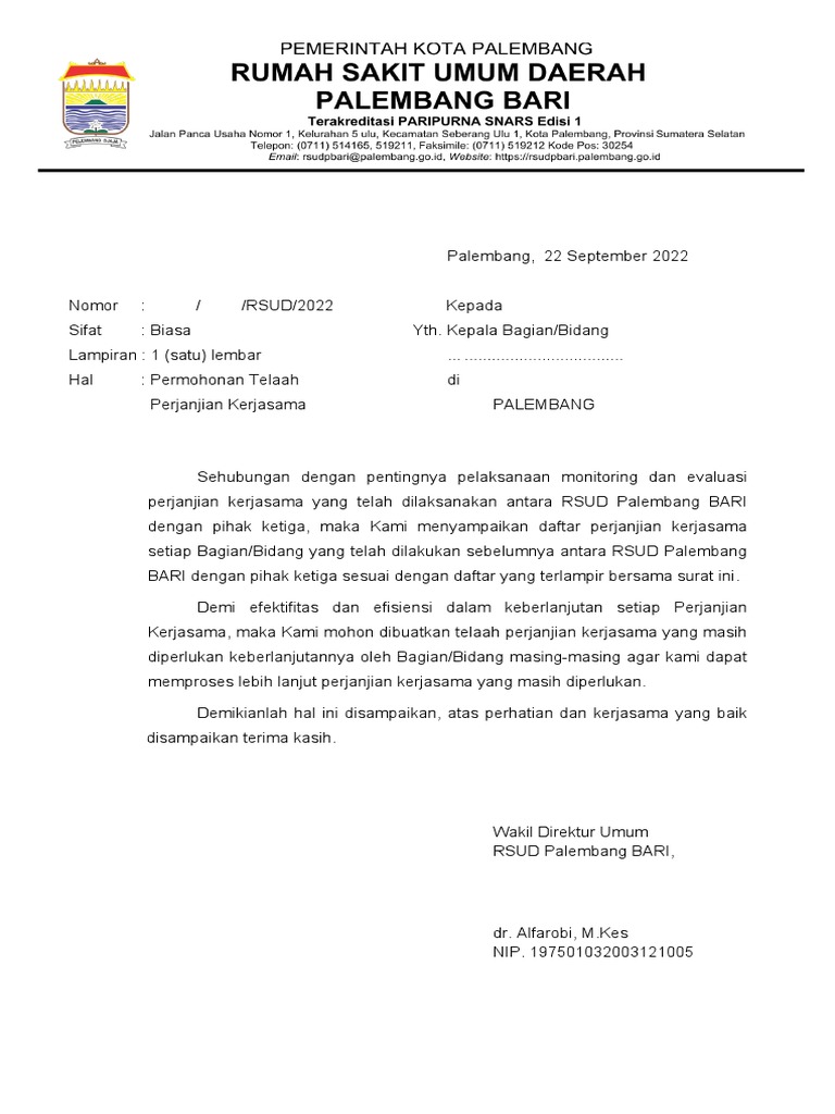 Surat Permintaan Telaah PKS | PDF