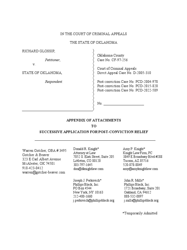 Oklahoma Post-Conviction Relief Appeal | PDF | Witness | Testimony