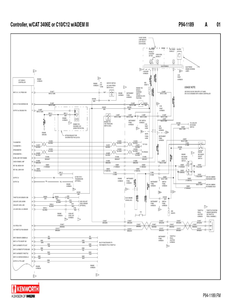Controller, w/CAT 3406E or C10/C12 w/ADEM III P94-1189 A 01: Usage Note ...